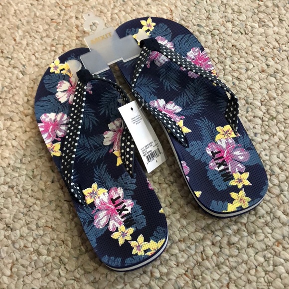Mixit | Shoes | Navy Tropical Flip Flops Various Sizes Nwt | Poshmark